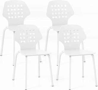 Costway Costway - costawy Chaise Salle &agrave; Manger Lot de 4, Chaise Scandinave Cuisine en pp avec Dossier Design &Eacute;vid&eacute;, Hauteur dAssise 46 cm, Assemblage