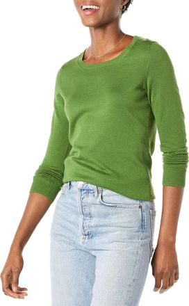 Amazon Essentials Damen Leichter, Langärmeliger Pullover Mit Rundhalsausschnitt (Erhältlich in Übergröße), Grün, XXL