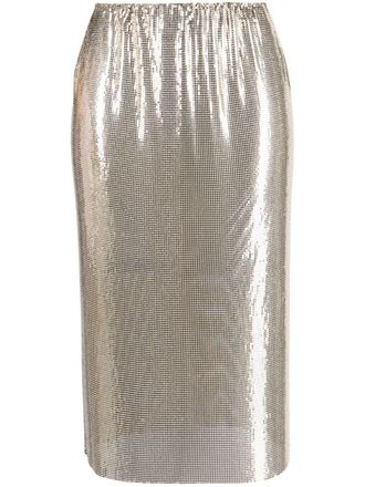 Sportmax jupe orn&eacute;e de sequins &agrave; taille &eacute;lastiqu&eacute;e - Argent