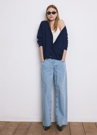 Mango Strickcardigan mit V-Ausschnitt dunkles marineblau - Damen - XXS - MANGO