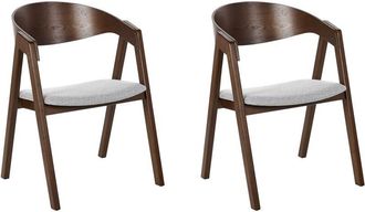 Beliani Esszimmerstuhl 2er Set YUBA Holz Hellgrau