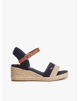 Tommy Hilfiger Espadrilles tress&eacute;es &agrave; talon compens&eacute; et plaque logo - Bleu multicolore