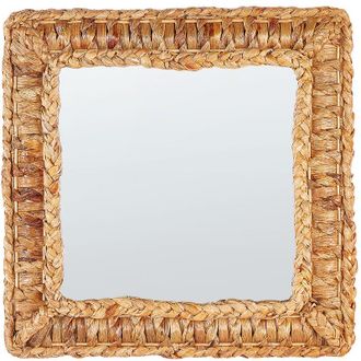 Beliani Beliani - Miroir Mural Suspendu en Jacinthe dEau Ton Naturel Finition Laqu&eacute;e 52 x 52 cm Forme Carr&eacute;e Langli