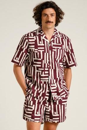 Dedicated Herren vegan Hemd Marstrand Feige Rot