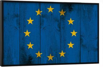 artboxONE Poster mit schwarzem Rahmen 30x20 cm Reise EU Rustic Flag - Bild Flagge eu Europa