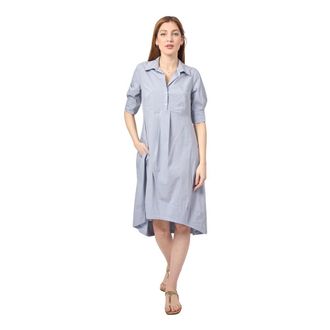 Alessia Santi Femme, Robes, Bleu, Taille: 38 FR Robe chemise grise &agrave; manches longues