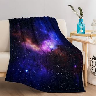 Generic Kuscheldecke Fantasie Galaxie Bei Nacht Muster Kuscheldecke 220 x 240 cm Flauschig Flanell Tagesdecke Blanket Bequem und Warm Sofadecke Blau f&uuml;r alle 