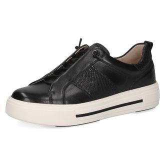 Caprice Caprice Damen Sneaker flach aus Leder Plateau, Schwarz (Black Rep.Comb), 42 EU
