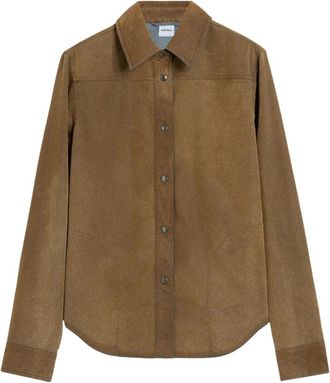 Aspesi Femme, Blouses et Chemises, Brun, Taille: 42 FR Camicia in chambray floccato effetto pelle