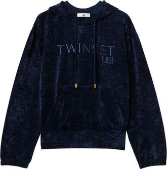 Twin-Set Hoodie aus Samt - Blau
