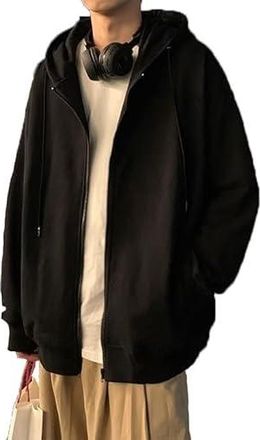 Coofandy Sweat à capuche basique zippé pour homme - Confortable et élégant - Loisirs, Noir, M