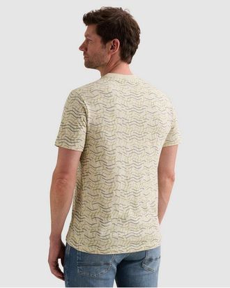 PME Legend Kurzarmshirt T-shirt RH slub jersey alloverprint gemustert, mit Logo-Badge