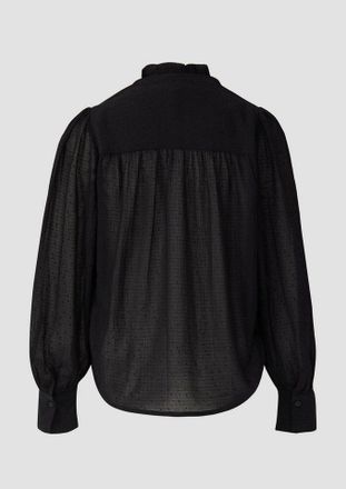 QS by s.Oliver Langarmbluse Bluse Strukturierte Chiffonbluse mit Punktemuster