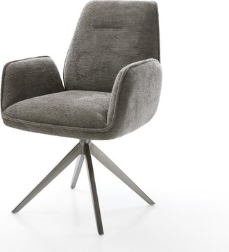 DELIFE Drehstuhl Zoa-Flex Boucl&eacute; Soft Schlamm Kreuzgestell breit Graphit 360&deg; drehbar Wippfunktion Taschenfederkern, Esszimmerst&uuml;hle