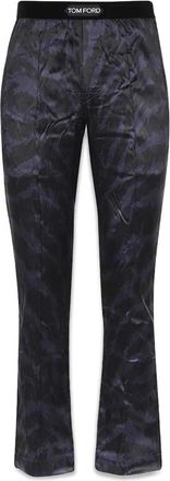 Tom Ford Homme, Pantalons, Brun, Taille: L Abstract Zebra Printed Silk Pajamas Pant