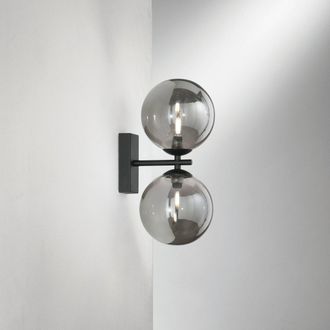 Luce-Ambiente-Design Honey wall lamp in Black Metal With Smoked Glass Diffusers