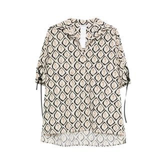 Max Mara Geometrische Bluse mit Bindedetail und kurzen &Auml;rmeln - - Blouses & Shirts - Damen - Mehrfarbig - M