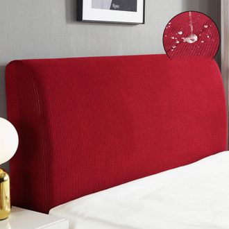 Generic wasserdichte einfarbige Bettkopfteil Bezug Stretch Schutzh&uuml;lle in voller Gr&ouml;&szlig;e weich und staubdicht ideal f&uuml;r Schlafzimmerdekoration Weinrot Volle L&auml;n