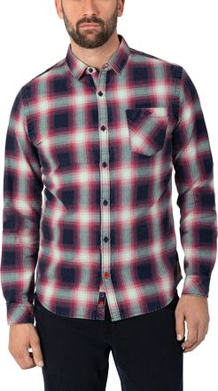 Timezone Herren Effect Weave Check Shirt Hemd, Chili red Microcheck, XXL