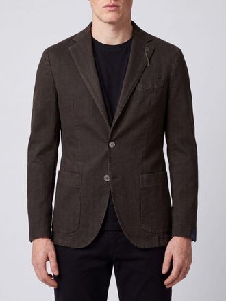 Santaniello Einreihiger Baumwollblazer mit aufgesetzten Taschen und Logo