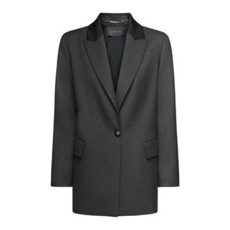 Elena Miro Femme, Vestes, Gris, Taille: 40 FR Blazer Oversize en Flanelle