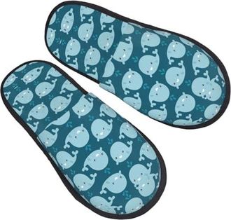 Generic Pantoufles Impression De Fond De Baleines De Dessin Anim&eacute; Chausson Chauds Doux Chaussons Pour Int&eacute;rieur Unisex Chambre L