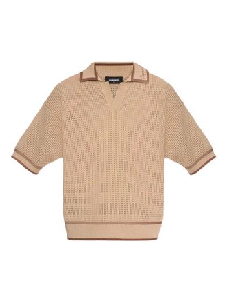 Dsquared2 Besticktes T-Shirt mit Lochstrickmuster - Nude