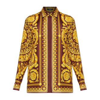 Versace Barocco Print Seidenhemd - - Blouses & Shirts - Damen - Gelb - XS