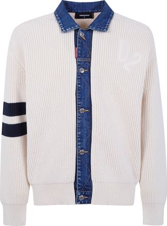 Dsquared2 Denim Mix D2 Knit Cardigan
