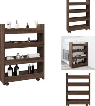 vidaXL Aufbewahrungswagen Schmal 4 Etagen Eichen-Optik Holzwerkstoff - Aufbewahrungswagen - Rollwagen - K&uuml;chenwagen - Beistellwagen