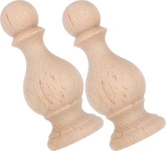BESPORTBLE Massive Holz Bettpfostenkappen 9x4cm 2 St&uuml;ck Unlackierte R&ouml;misch Inspirierte M&ouml;bel Endst&uuml;cke f&uuml;r Treppengel&auml;nder und Gardinenstangen Handgeschnitzte D