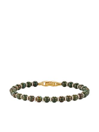 David Yurman 18kt Spiritual Beads Gelbgoldarmband mit Blutsteinen und Diamanten - Gr&uuml;n