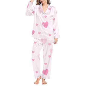 Generic Tenue deux pi&egrave;ces pour la Saint-Valentin 2026 pour femme avec short &agrave; manches courtes et col en V, rose, S