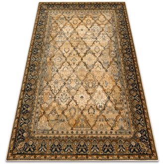 RugsX Wollteppich omega Grenada Rahmen, Diamanten, orientalisch - Cognac beige 135x200 cm