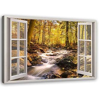 Feeby Impression sur toile 60x40 cm decoration chambre - tableau decoration murale Tableau Paysage - Nature Fen&ecirc;tre - decoration maison - Tableau Moderne - 