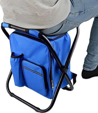 Generic Klappbarer Outdoor-Stuhl - tragbarer Rucksack-K&uuml;hler, Camping-Liegestuhl | Leichter zusammenklappbarer Rasenstuhl mit isoliertem K&uuml;hler und Liegestuhl