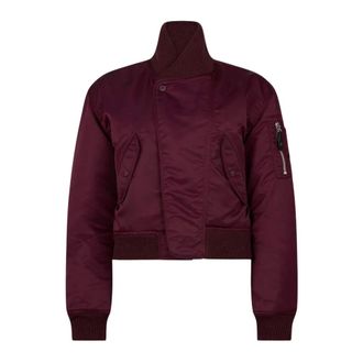 Dsquared2 Femme, Vestes, Rouge, Taille: 38 FR Giacca chiodo Collo alto Tasche Bordi in maglia