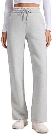 CRZ YOGA Femme Pantalon de Surv&ecirc;tement Quotidien Doublure en Coton et Polaire Chaud Doux Jambes Droites avec Poches Tourterelle Gris Chin&eacute; 40