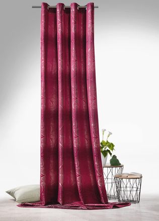 Heimtexland &Ouml;senschal Deko Vorhang Gingko Blatt Jacquard Dekoschal Gardine Blickdicht HxB 245x140 Typ795 Farbverlauf Rot