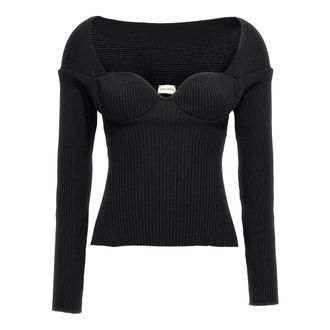 Magda Butrym 06 Gerippter Pullover aus Viskosemischung - - Knitwear - Damen - Schwarzk - S
