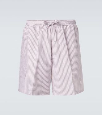 Umit Benan Short Julian en coton et soie &agrave; rayures