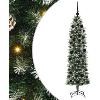vidaXL K&uuml;nstlicher schlanker Weihnachtsbaum Gr&uuml;n und Wei&szlig; 180 cm vidaXL