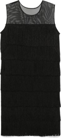 Norma Kamali Ärmelloses Midikleid mit Fransen - Schwarz