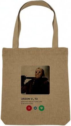 Fabulous Sac Shopping Tote Bag Aspect Lin - Jason Voorhees Film Horror Social Network Dating Love - Sac de Courses Toile Epaisse 360g Beige Naturel Cabas Port&eacute;
