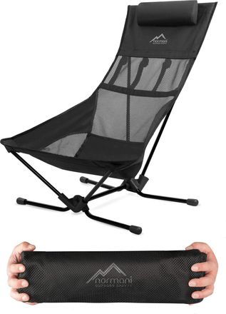 Normani Ultraleichter Strandstuhl Campingstuhl 2-in-1 Beachchair oder Campingliege - verstellbare Rückenlehne mit Kopfkissen - 7075 Aluminium Rahmengestell Fa