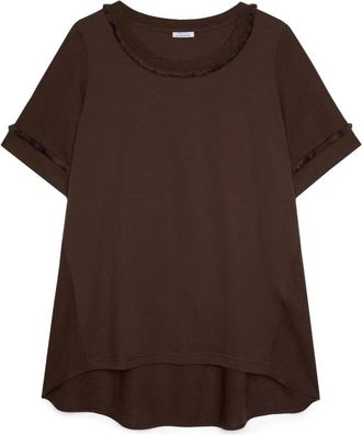 Fiorella Rubino Femme, Tops, Brun, Taille: 42 FR T-shirt bicolore en m&eacute;lange de lin
