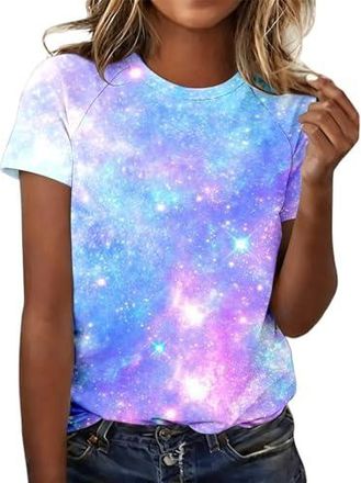 Generic Tee Shirt Femme Coton D&eacute;t&eacute; Manche Courtes Basiques Haut T-Shirts D&eacute;t&eacute; Occasionnelles Loose Top Chic Manches Courte Chemisiers L&acirc;che Et Respirant Grand