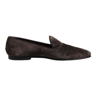 Dolce & Gabbana Braune Samtleder Slip-On Loafers - - Shoes - Herren - Braun - 40 EU