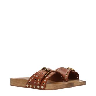 Isabel Marant Womens Brown Leather Slippers
