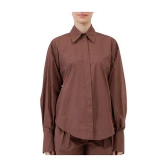 Federica Tosi Shirt mit vergoldetem Juwelenknopf - - Blouses & Shirts - Damen - Braun - XS
